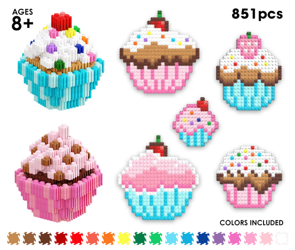 2D & 3D Pixel Cupcakes: Pix Brix Food Bottle Set