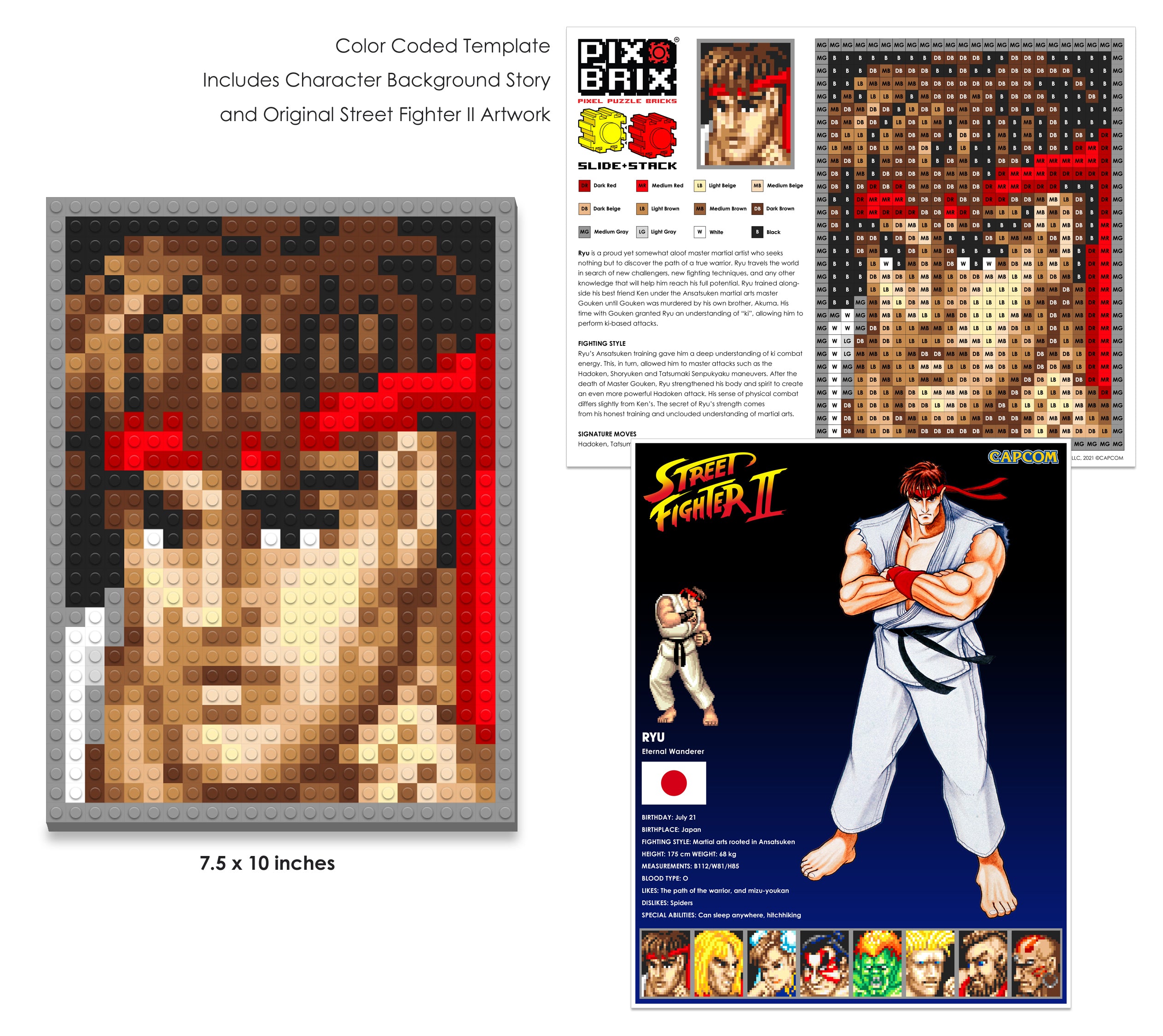 Street Fighter Ryu 3D Figurine – Iconic Pixel Building Kit